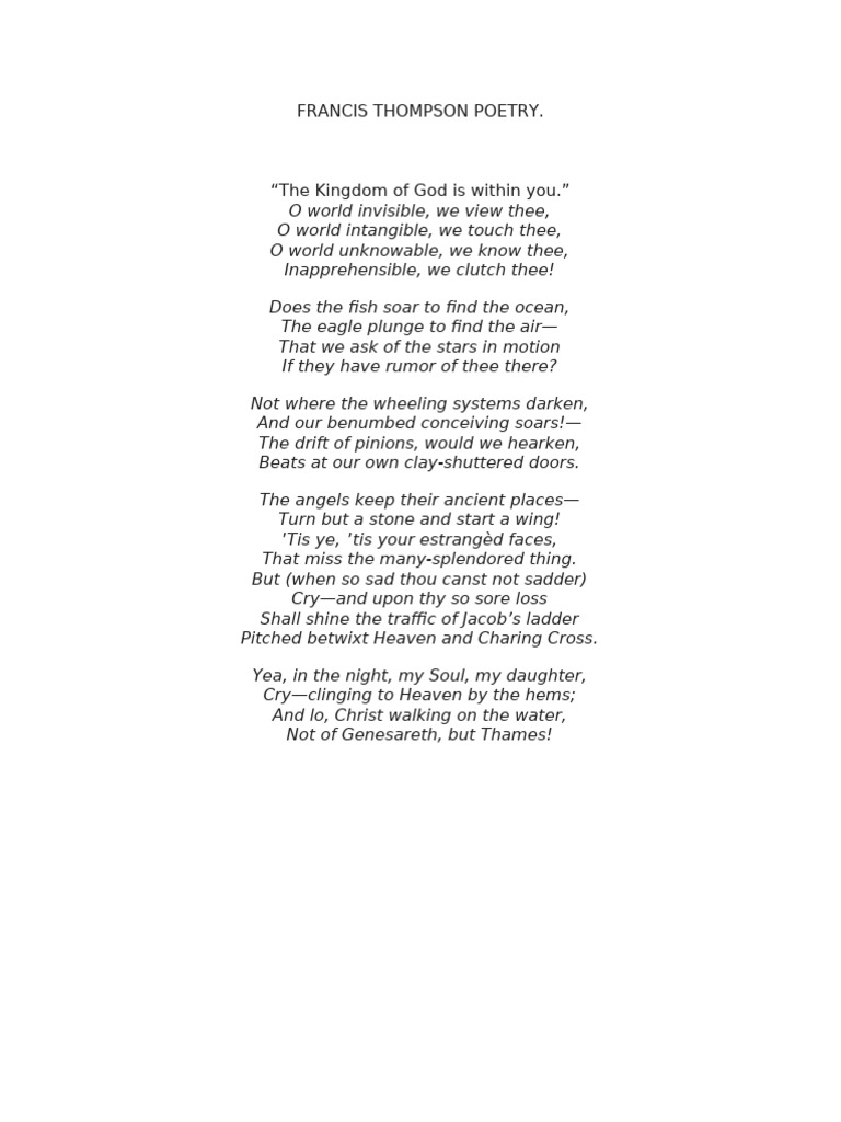 Francis Thompson Poetry | PDF