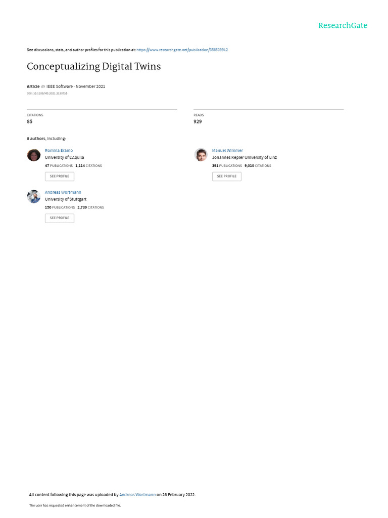 Conceptual Framework for Digital Twins | PDF | System | Simulation