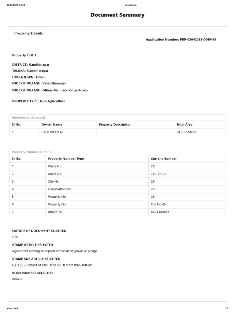 E-Aasthi PID Number Details | PDF | Bangalore