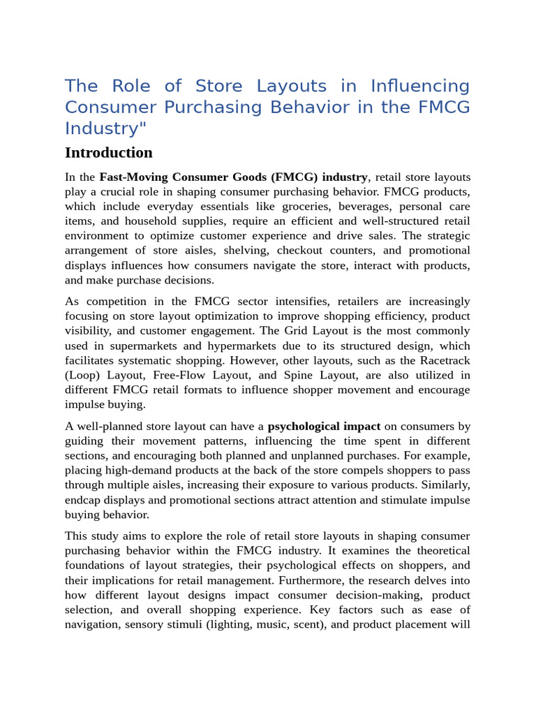 Impact of Store Layouts on FMCG Sales | PDF | Retail | Consumer Behaviour