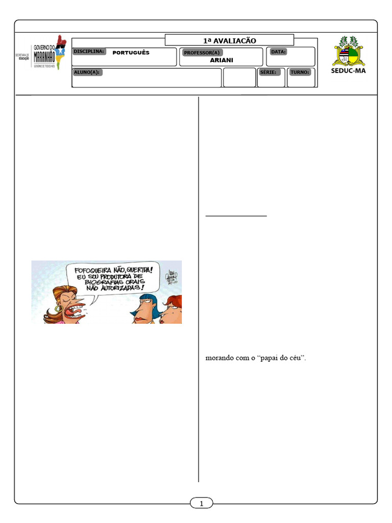 Avaliaçao 3 Ano Portugues Ceag | PDF | Metáfora | Escrita