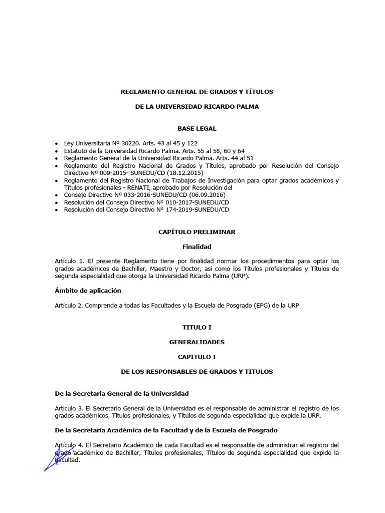 reglamento-general-de-grados-y-titulos-con-disposicion-transitoria (1) | PDF | Titulo academico ...