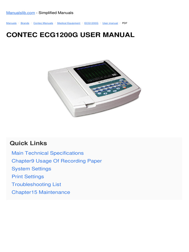 Electrocardiógrafo Contec | PDF | Electrocardiography