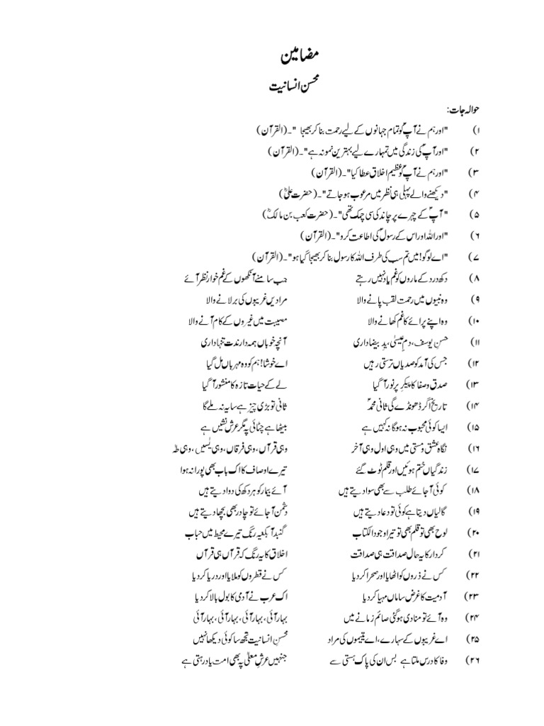 Imp Mazameen (Essays) Hawalajaat | PDF