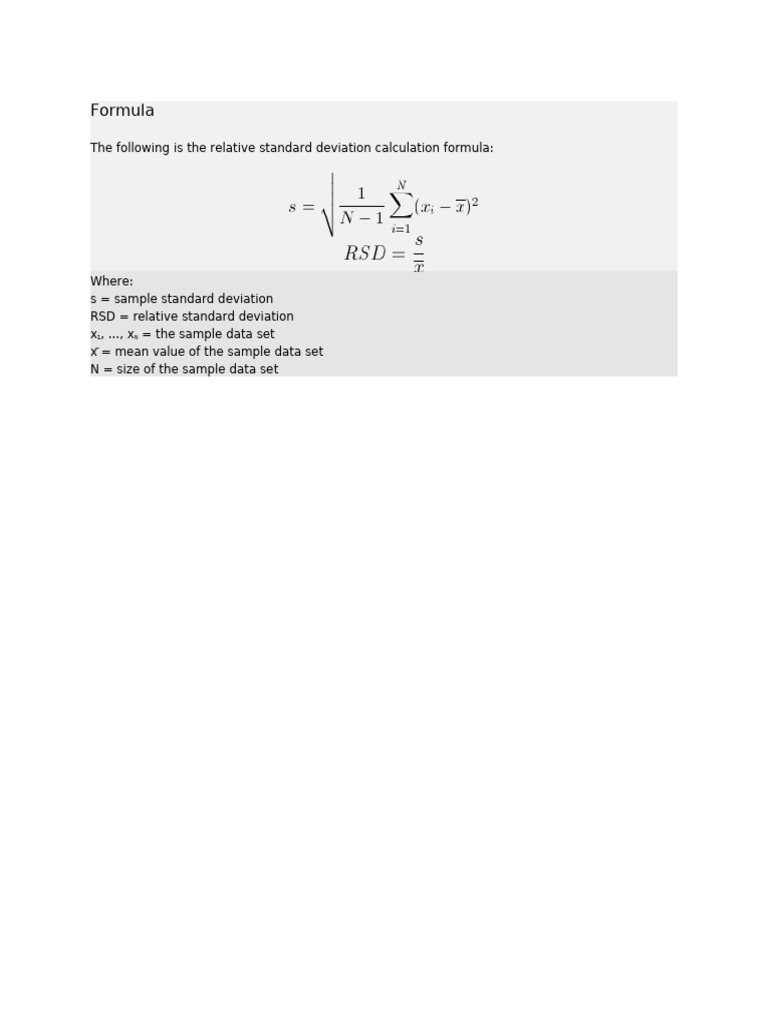 RSD Formula | PDF