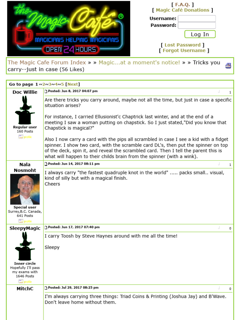 The Magic Cafe Forums - Tricks You Carry - Just in Case | PDF