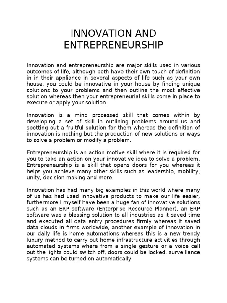 Innovation and Entrepreneurship | PDF | Entrepreneurship | Innovation