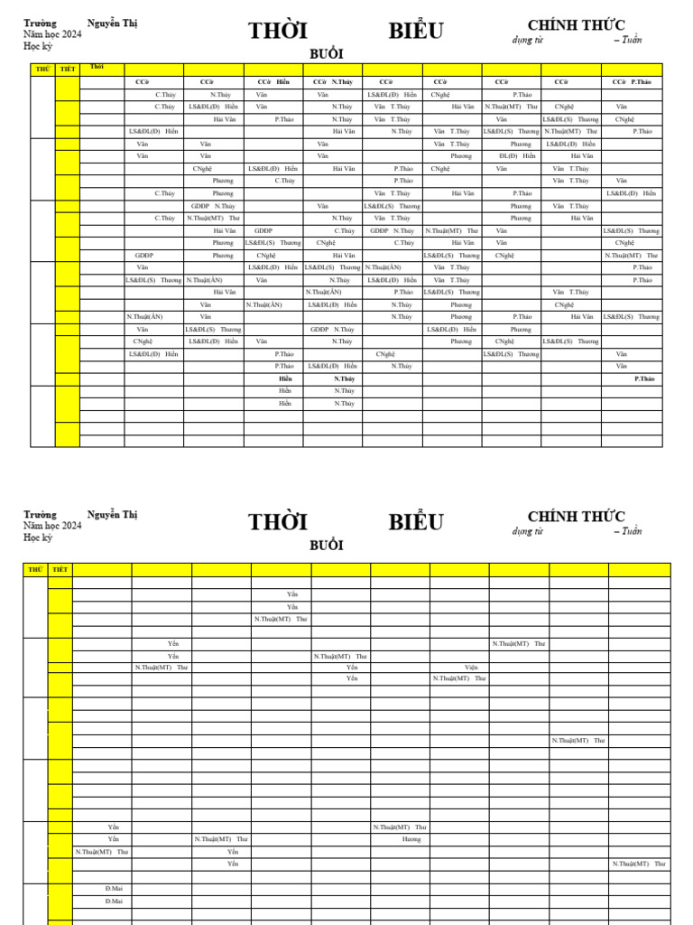 TKB Chinh Thuc Hkii-Tuan 23 (2025) | PDF