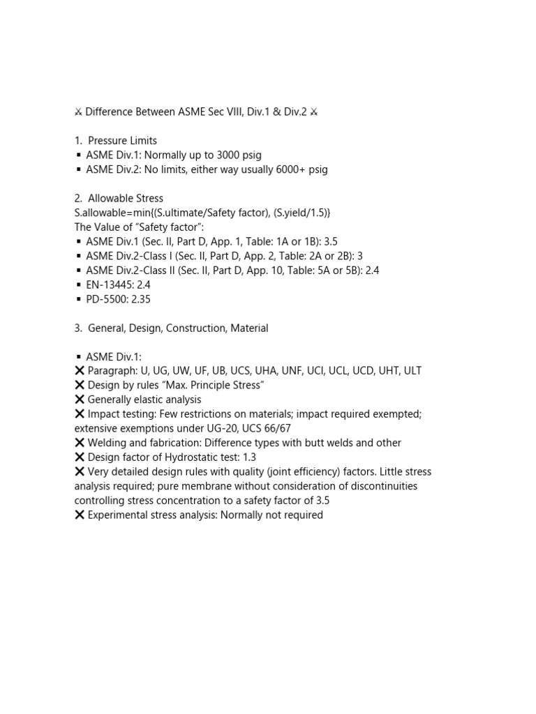 ASME VIII Div 1 vs Div 2 Differences | PDF
