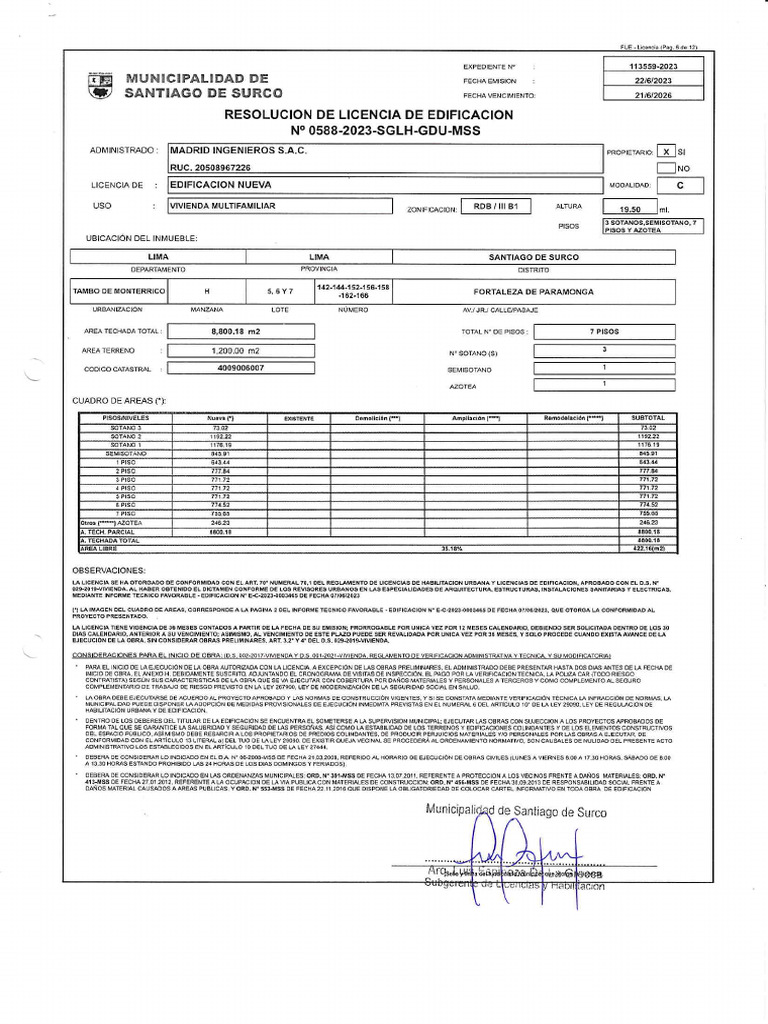 Madrid Balance - Resolución de Licencia de Edificación de Obra | PDF