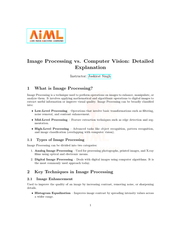 Unit_4_Notes_1 | PDF | Computer Vision | Image Processing