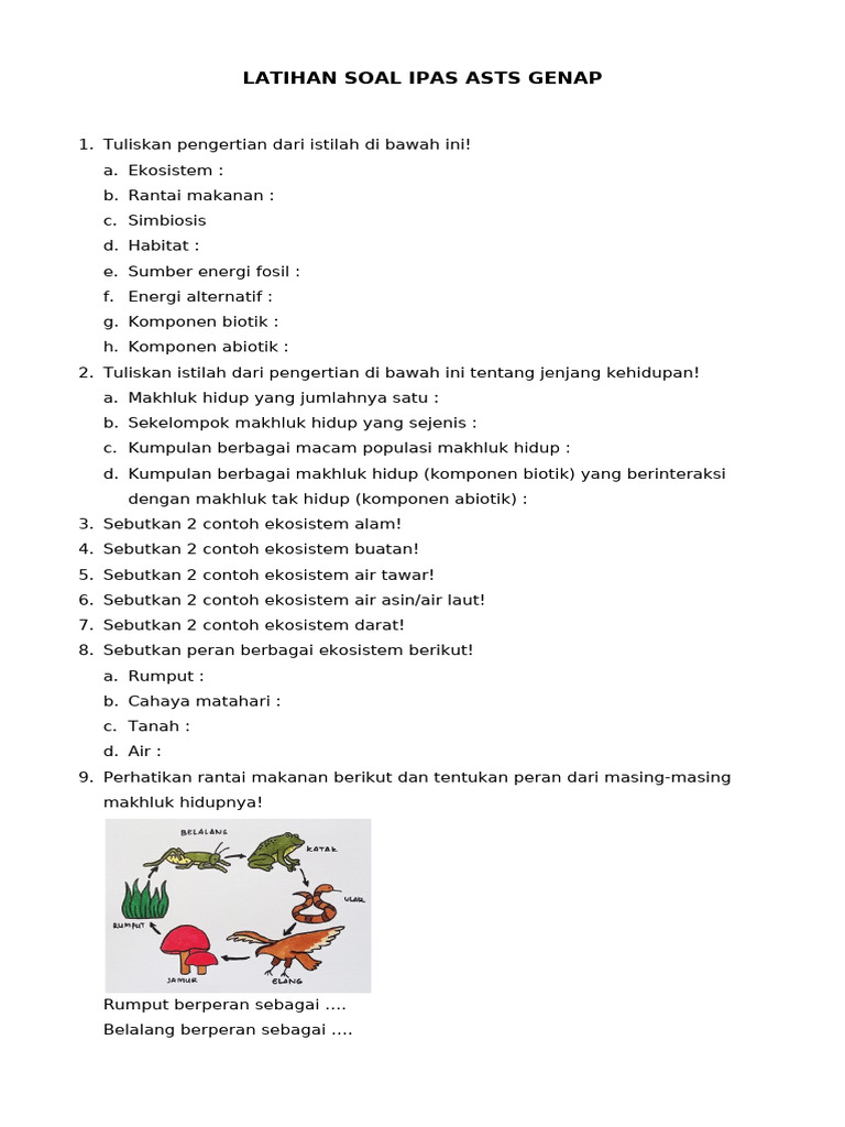 Latihan Soal Ipas Asts Genap | PDF