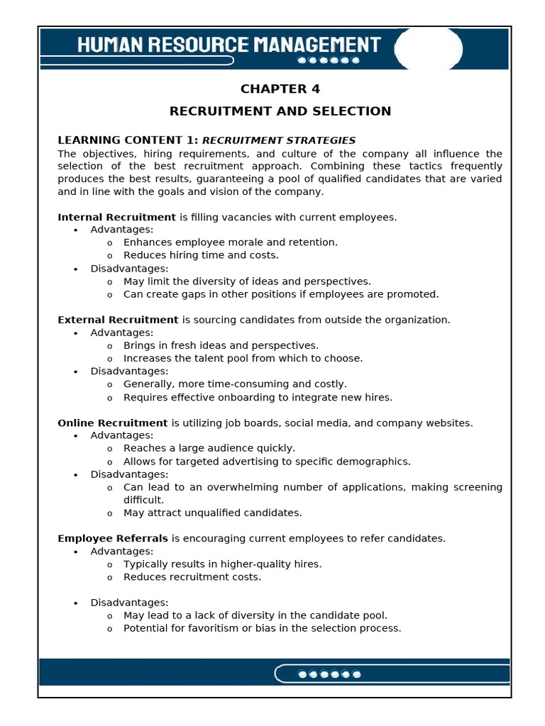 HRM-Module-4 | PDF | Recruitment | Validity (Statistics)
