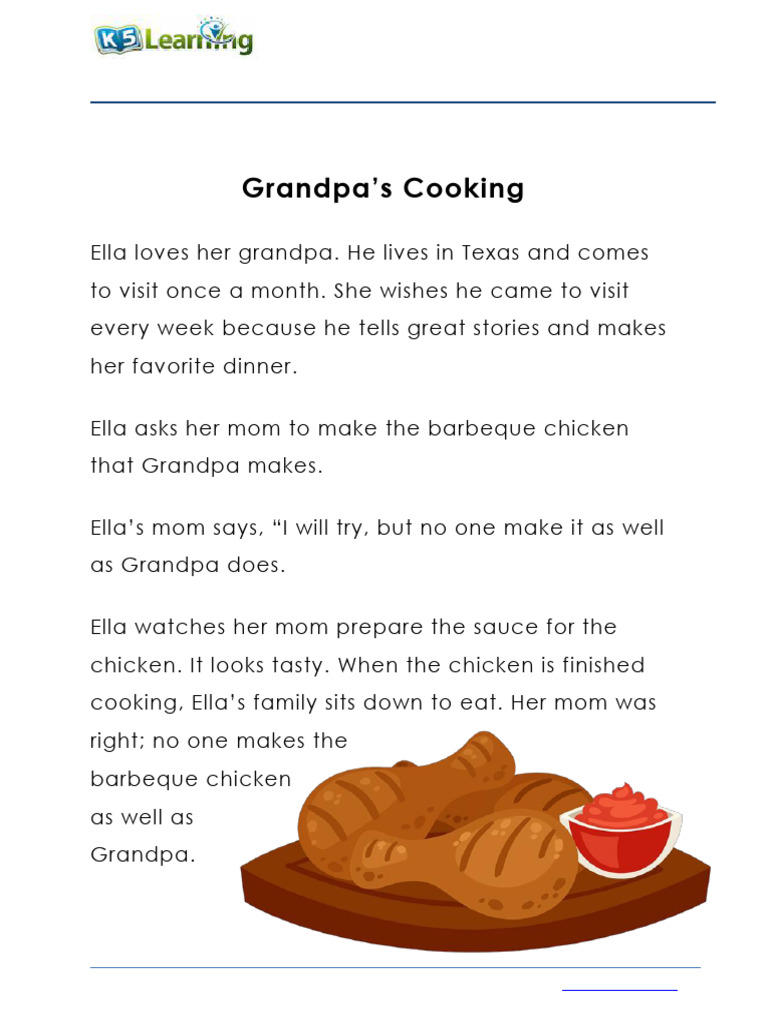 Grade 2 Reading Comprehension: Grandpa's Cooking | PDF