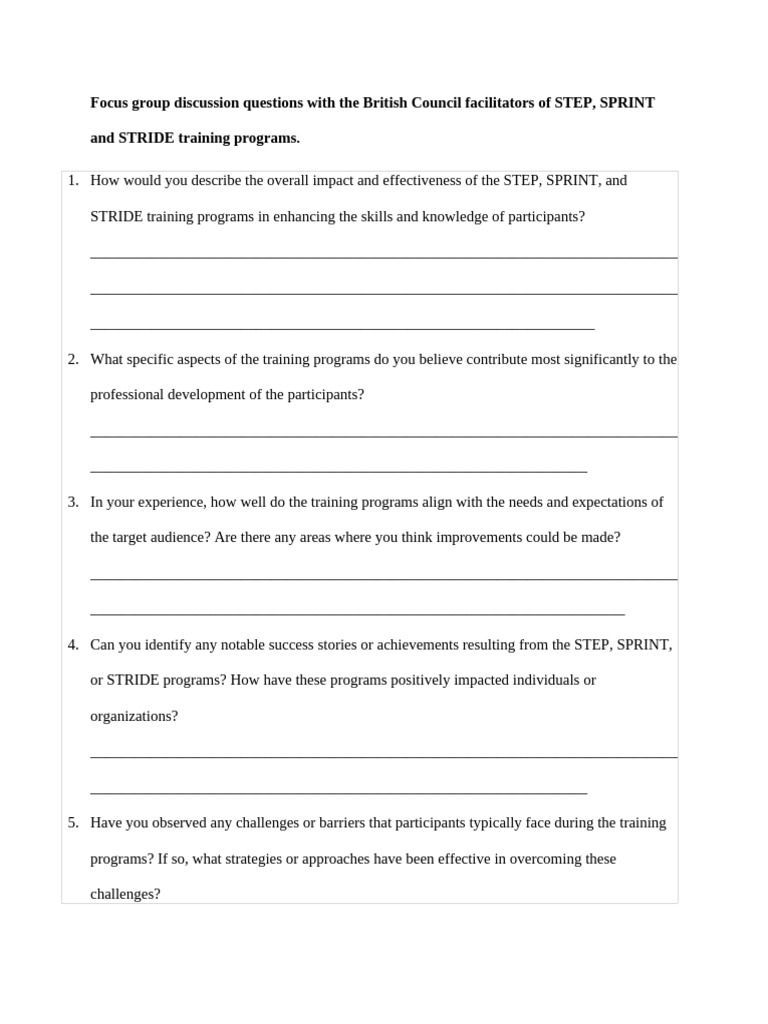 Updated Focus Group Questions | PDF | Focus Group | Teachers
