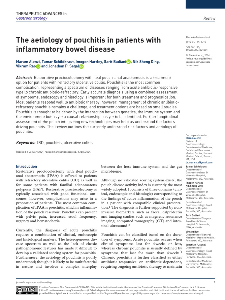 The Aetiology of Pouchitis in Patients With Inflammatory Bowel Disease ...
