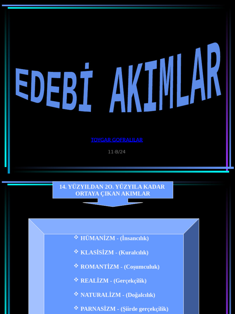Batı Edebiyatındaki Edebi Akımlar Hakkında Sunum | PDF