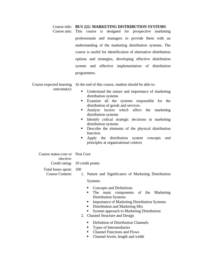 Bus 222 Course Contents | PDF | Marketing | Business Economics