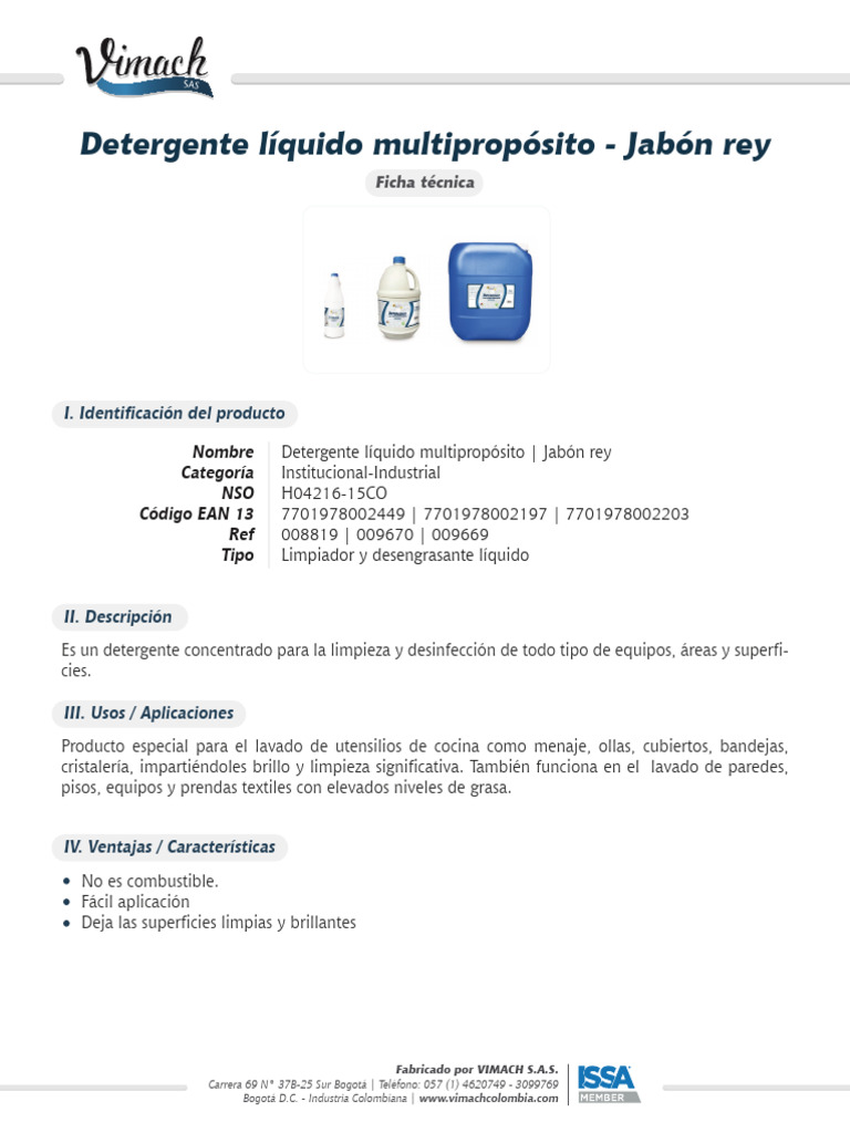 DetergenteLiqMult_JabonRey | PDF | Detergente | Agua