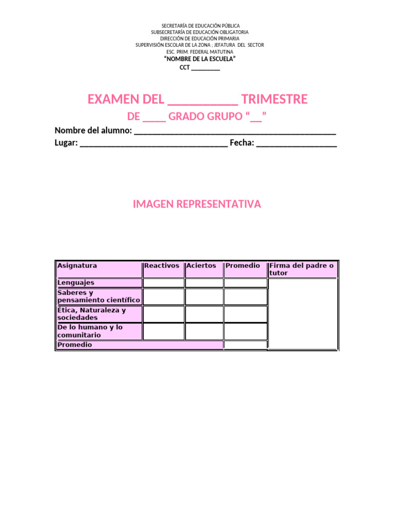 Portada Examen - FORMATO | PDF