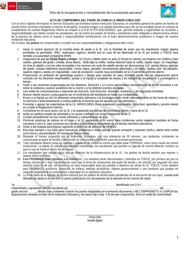 ACTA DE COMPROMISO PPFF | PDF