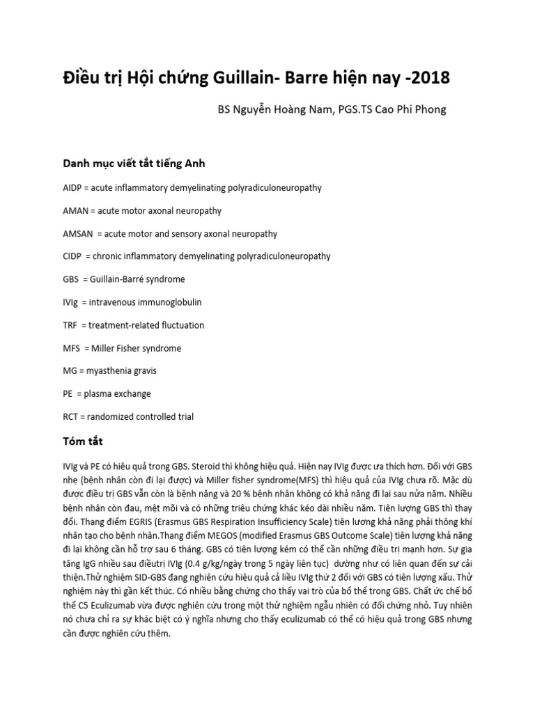 Dieu Tri Guillain Barre 2018 | PDF