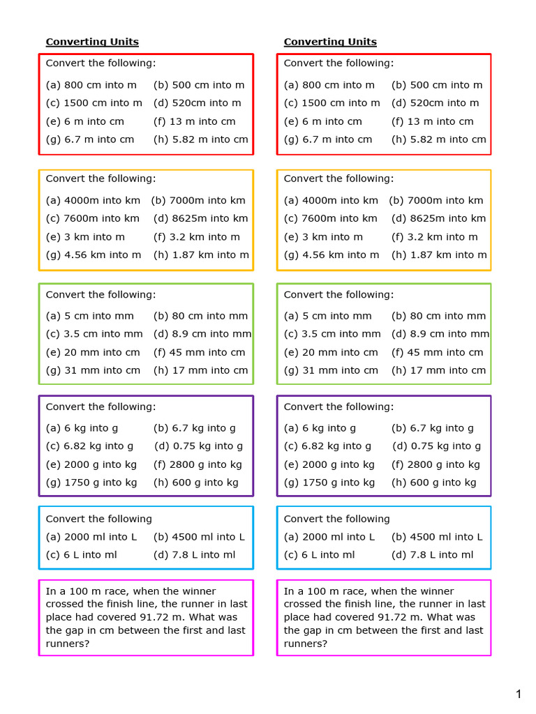 Unit Conversion Exercises and Tests | PDF | Area | Shape