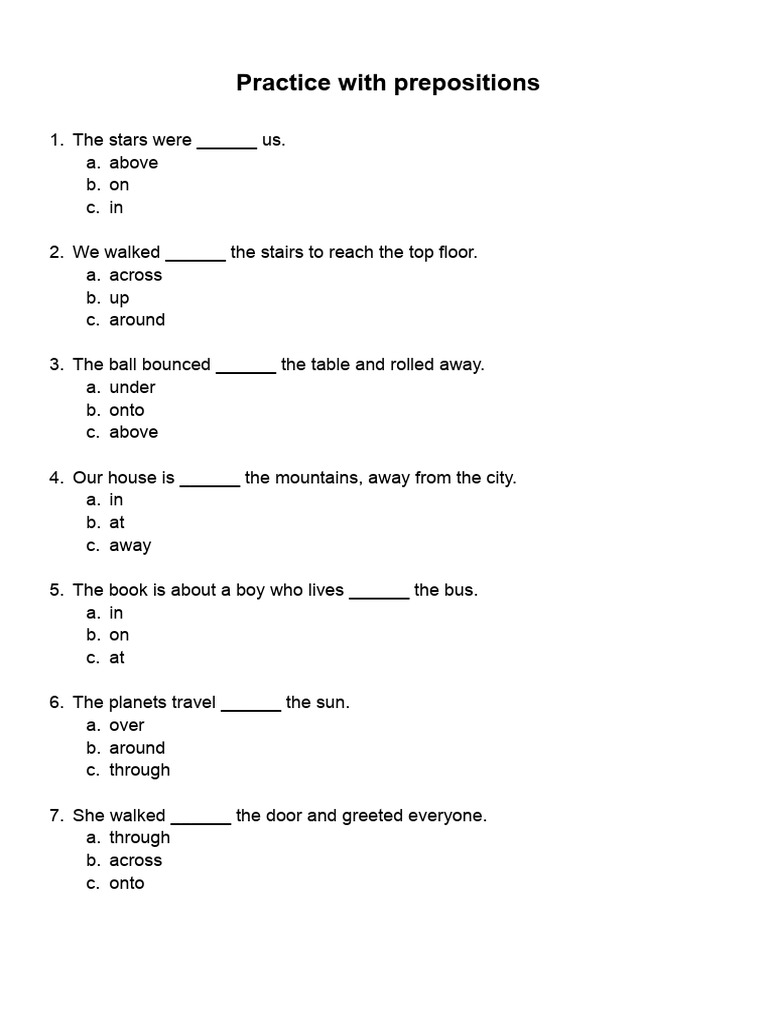 Practice With Prepositions | PDF