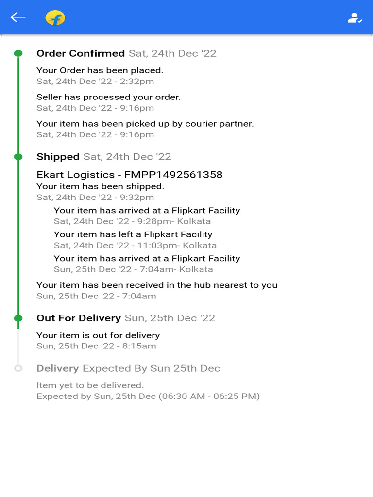 Order Status Update for Flipkart Delivery | PDF