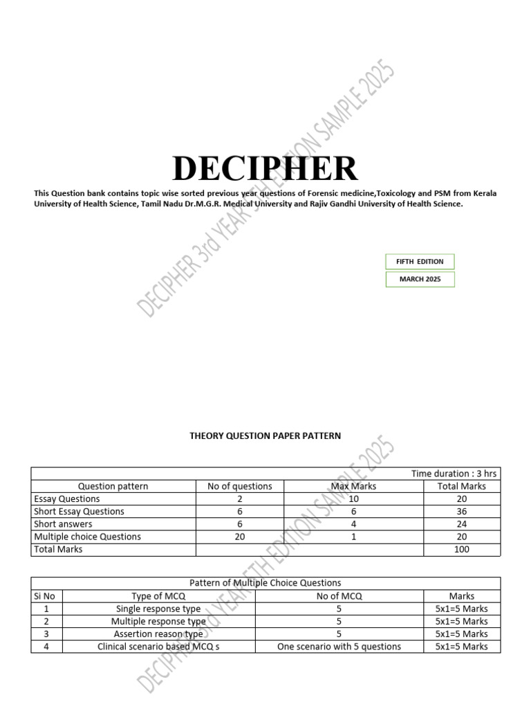 DECIPHER 3rd year fifth edition 2025 sample | PDF | Epidemiology | Prevalence