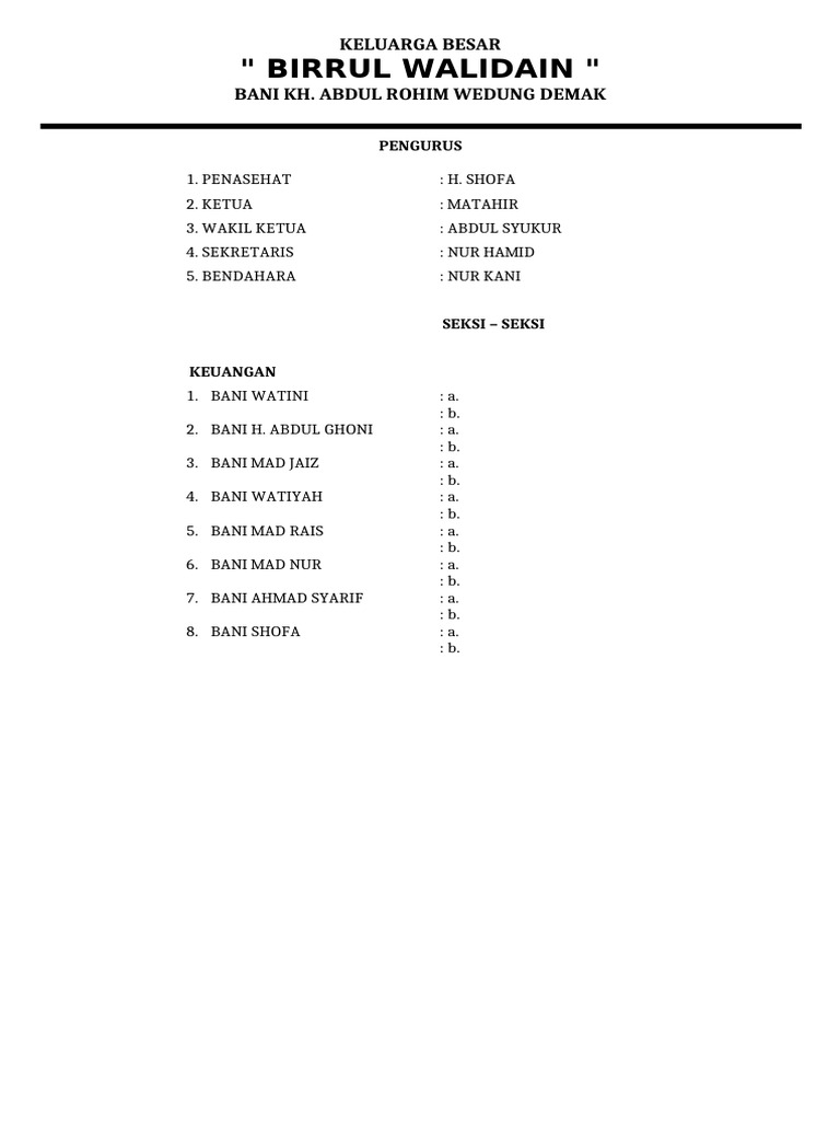 Silsilah Bani H. ABDUL ROHIM | PDF