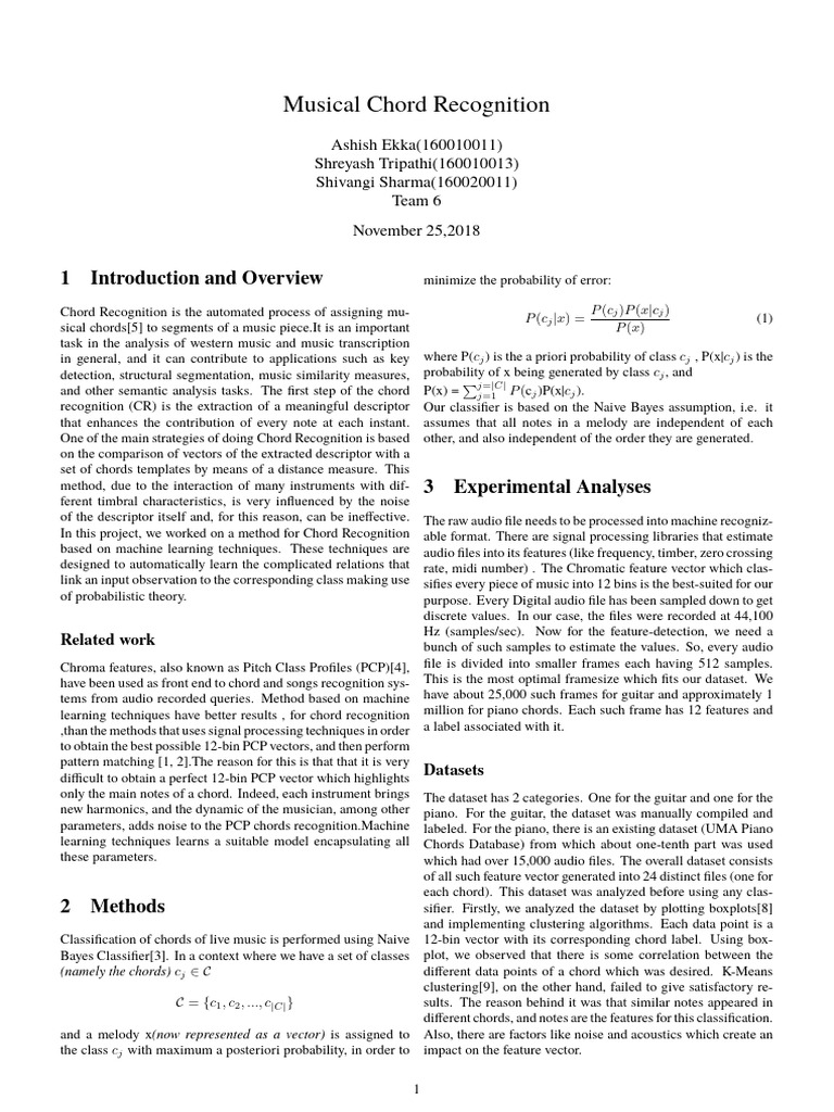 Musical Chord Recognition | PDF | Statistical Classification | Sampling (Signal Processing)