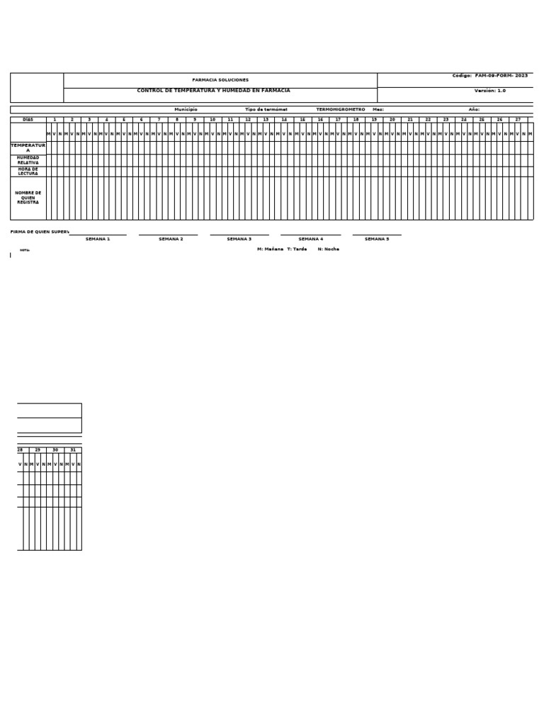 FAM-09-FORM - 2023 BITACORA HUMEDAD Y TEMPERATURA Buena | PDF