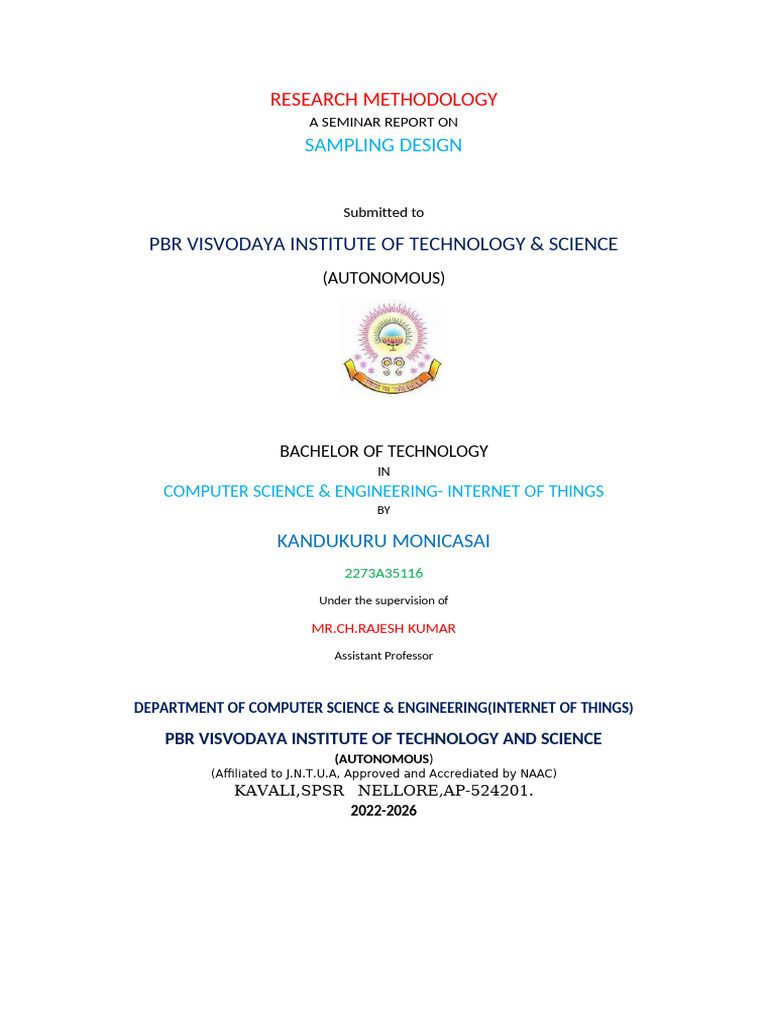 Seminar Report on Sampling Design | PDF | Sampling (Statistics ...