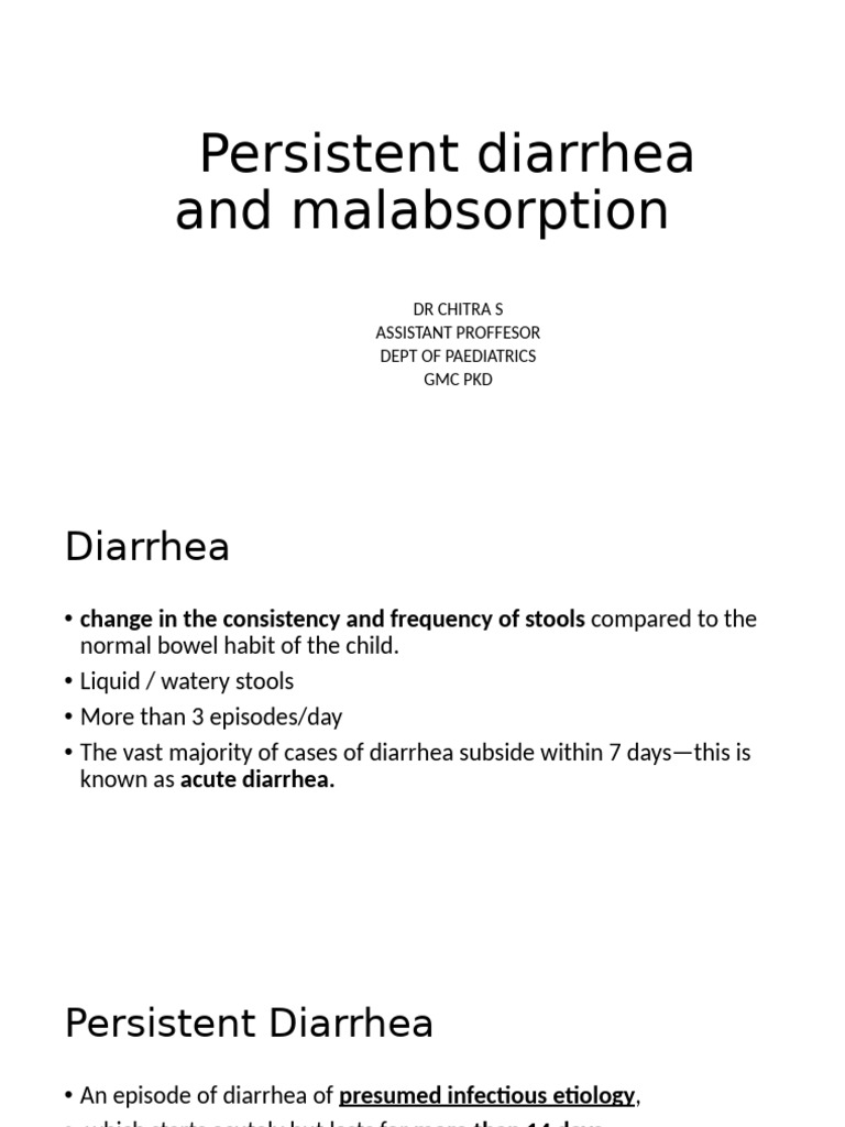 Persistent Diarrhoea | PDF | Diarrhea | Clinical Medicine