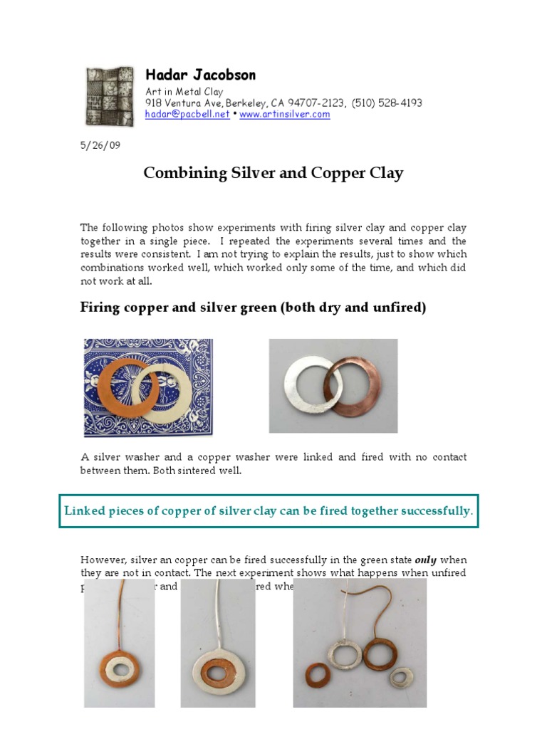 Silver and Copper Metal Clay Guide by Hadar Jacobson | PDF | Silver ...