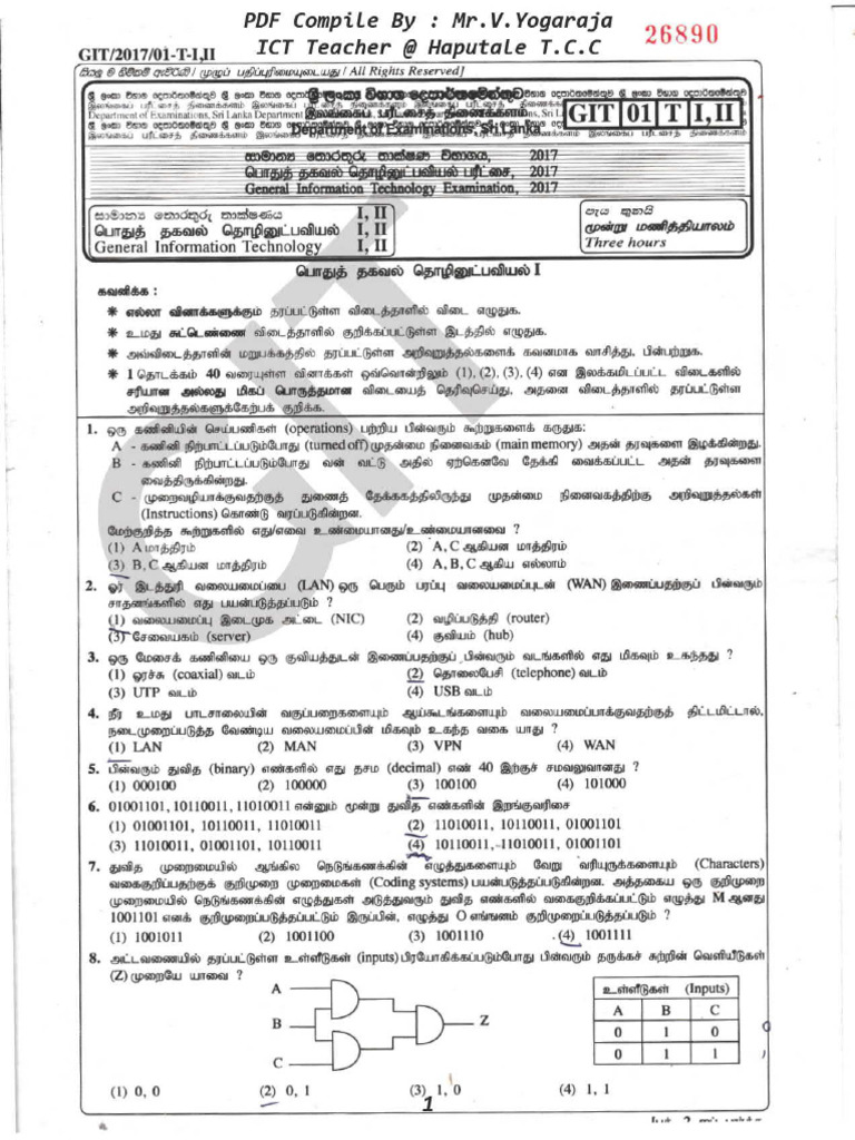 GIT Exam Paper Collection 2009-2017 | PDF