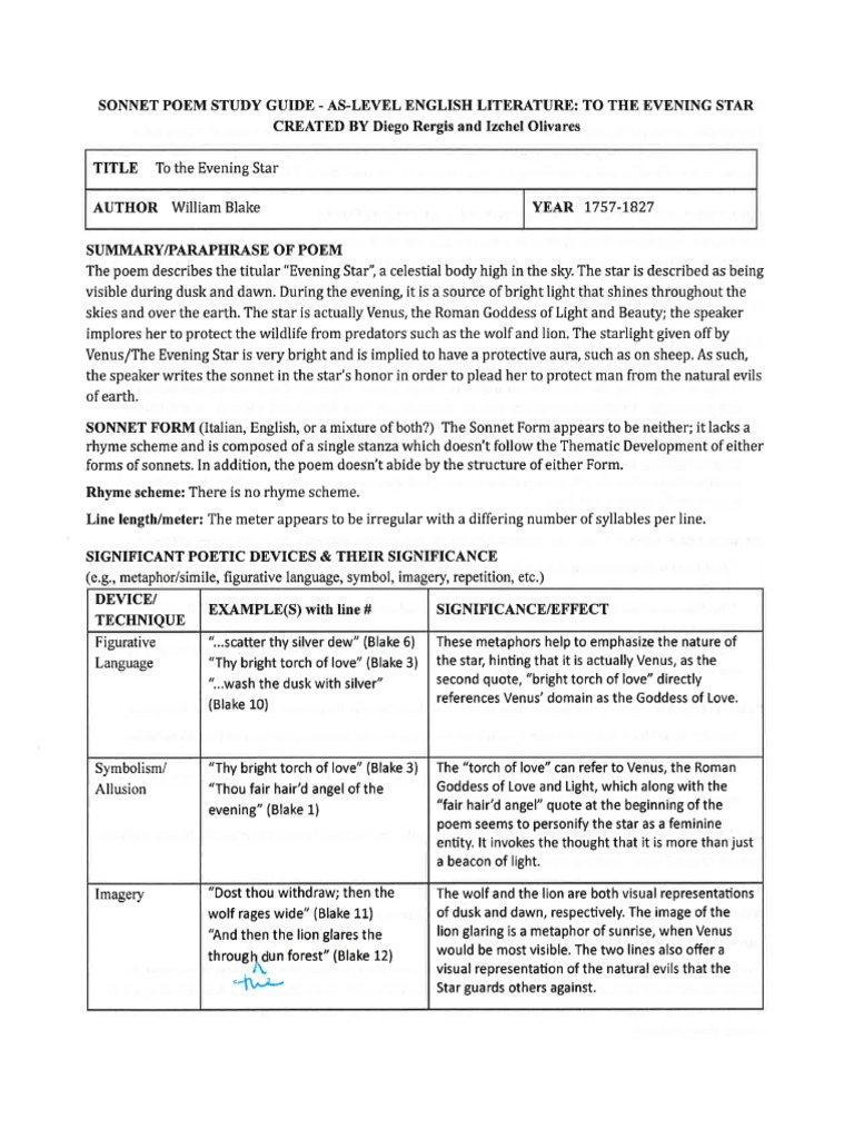 m3 Poem Study Guides 2016-17 | PDF