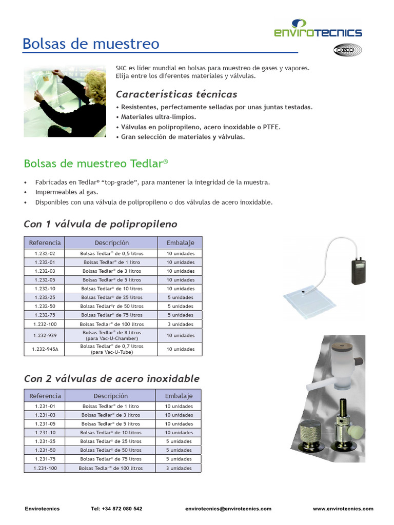 60 FT 1 2 Bolsas Tedlar | PDF | Sustancias químicas | Materiales