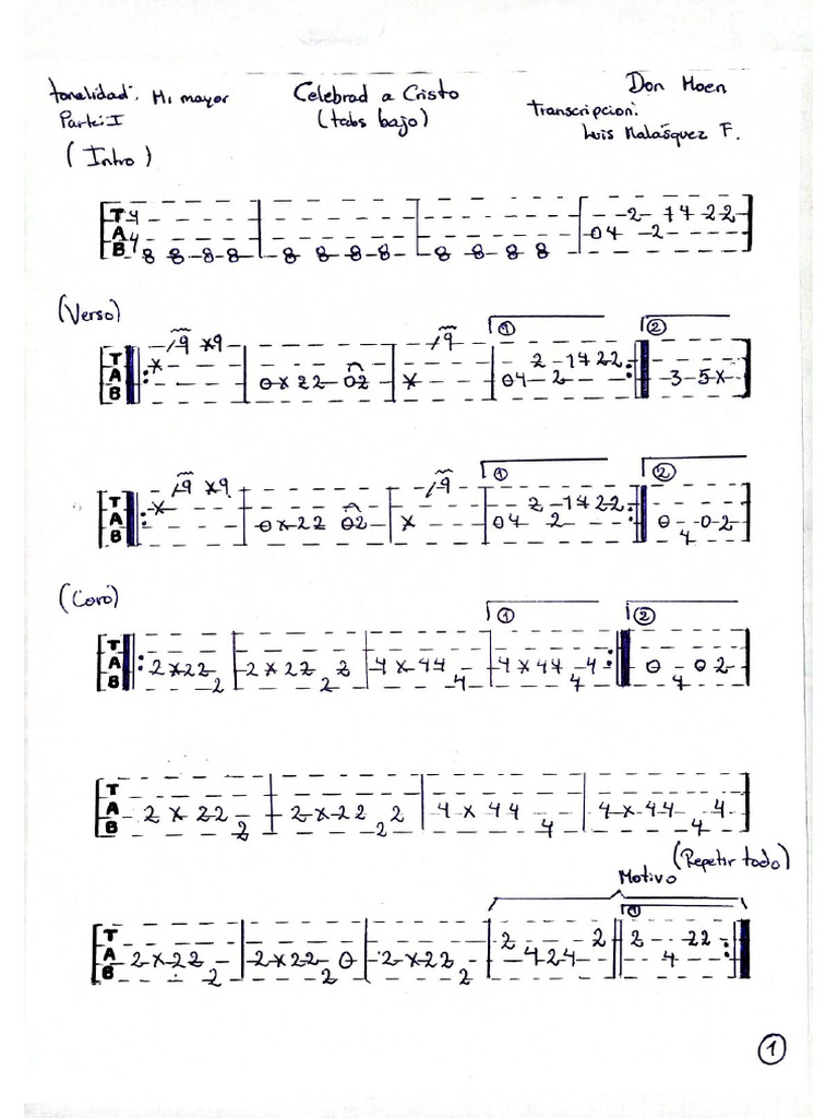 Celebrad A Cristo (Tabs Bajo) | PDF