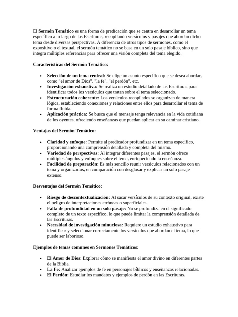 El Sermón Temático | PDF | Sermón | Biblia