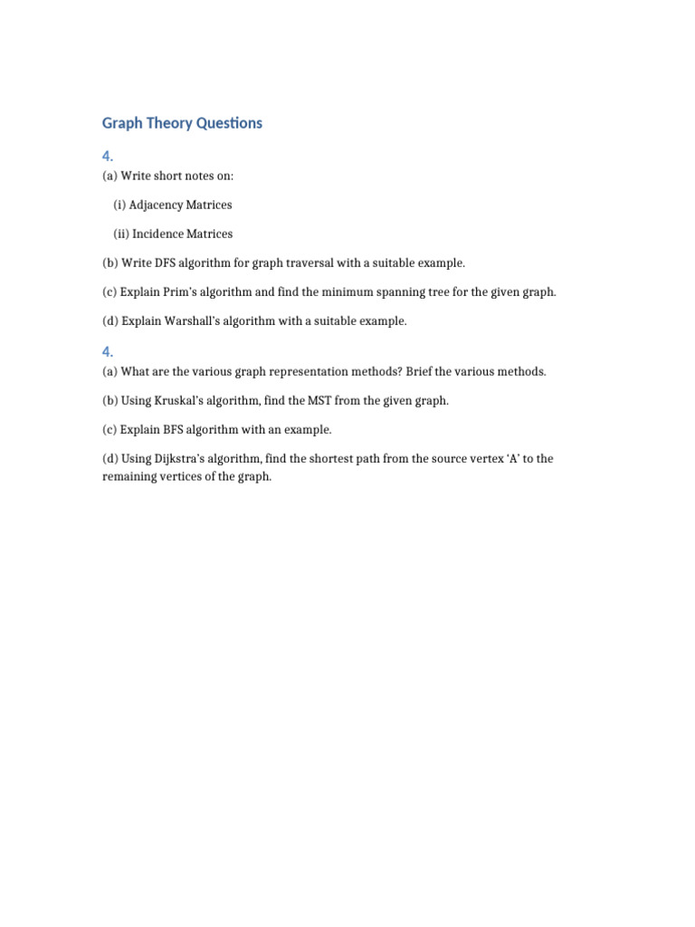 Graph Theory Questions | PDF