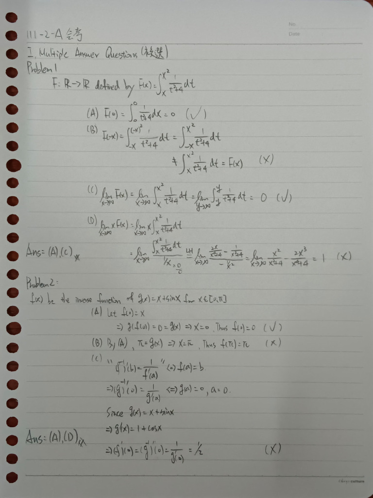 111 2 Calculus A 詳解 | PDF