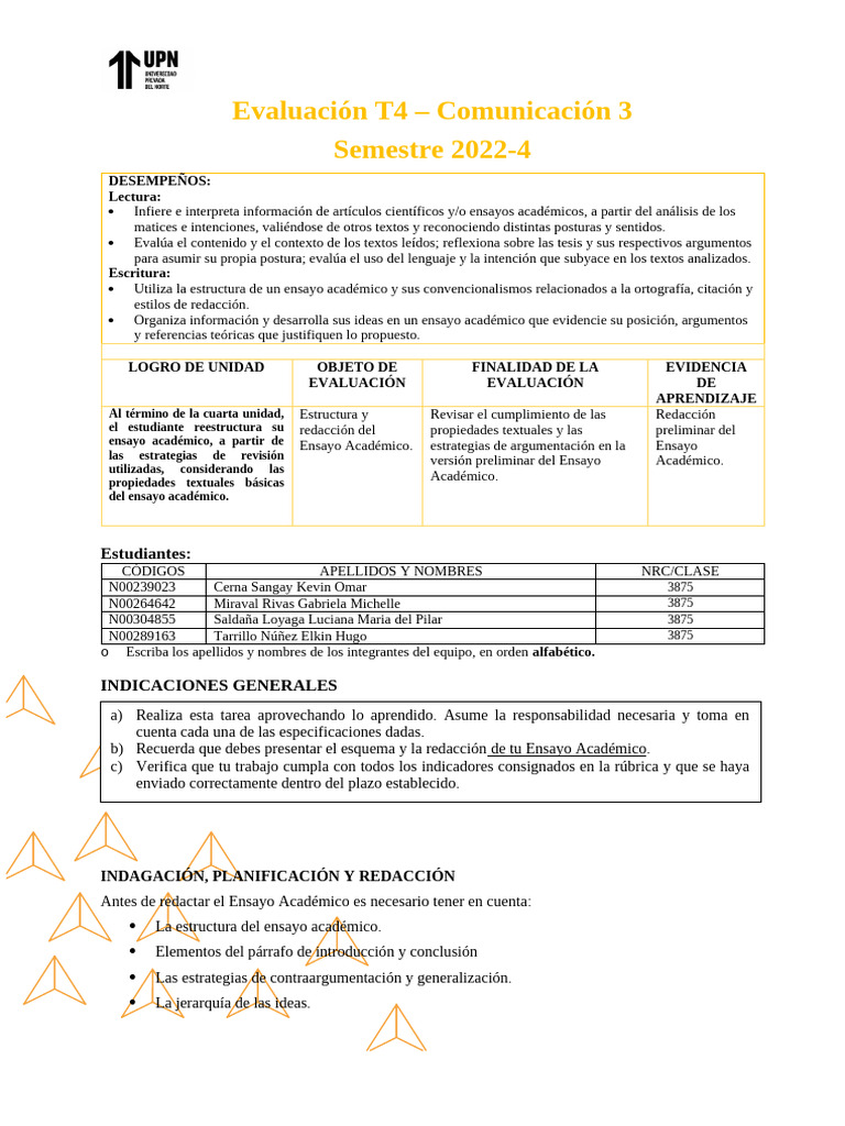 T4 Comunicación 3-2022-Grupo 6 | PDF | Ensayos | Desorden hiperactivo y deficit de atencion
