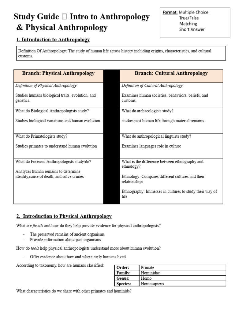 2-7 Study Guide - Intro To Anthro & Physical Anthropology | PDF ...