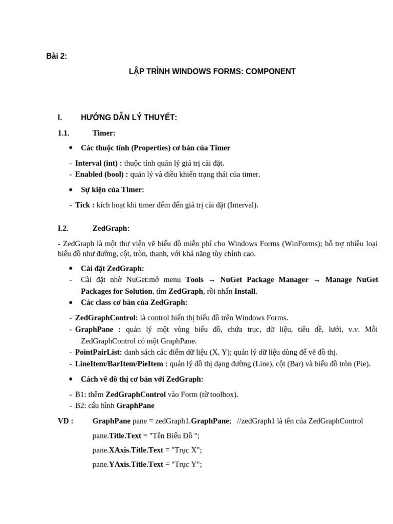 Bài 3 - Giao diện cơ bản - Timer ZedGraph | PDF