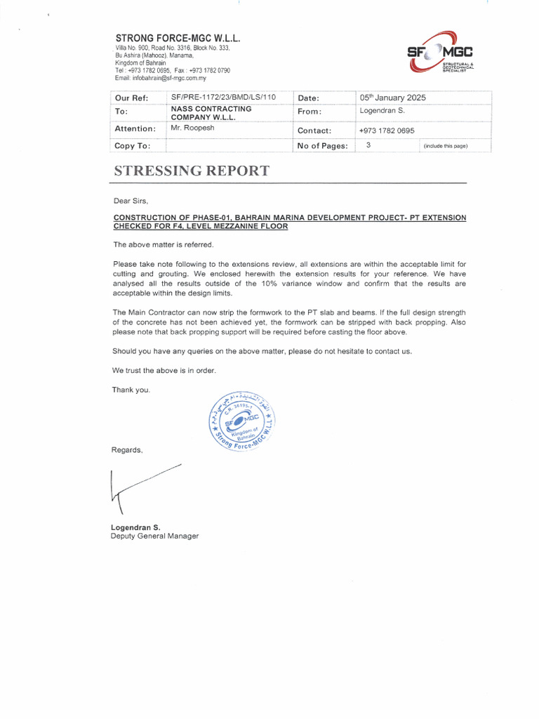 110310-C.1.3.12-PT-082 Stressing (F4 Mezz) | PDF