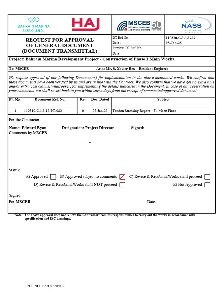 Transmittal - 110310-C 1 3-1209 | PDF