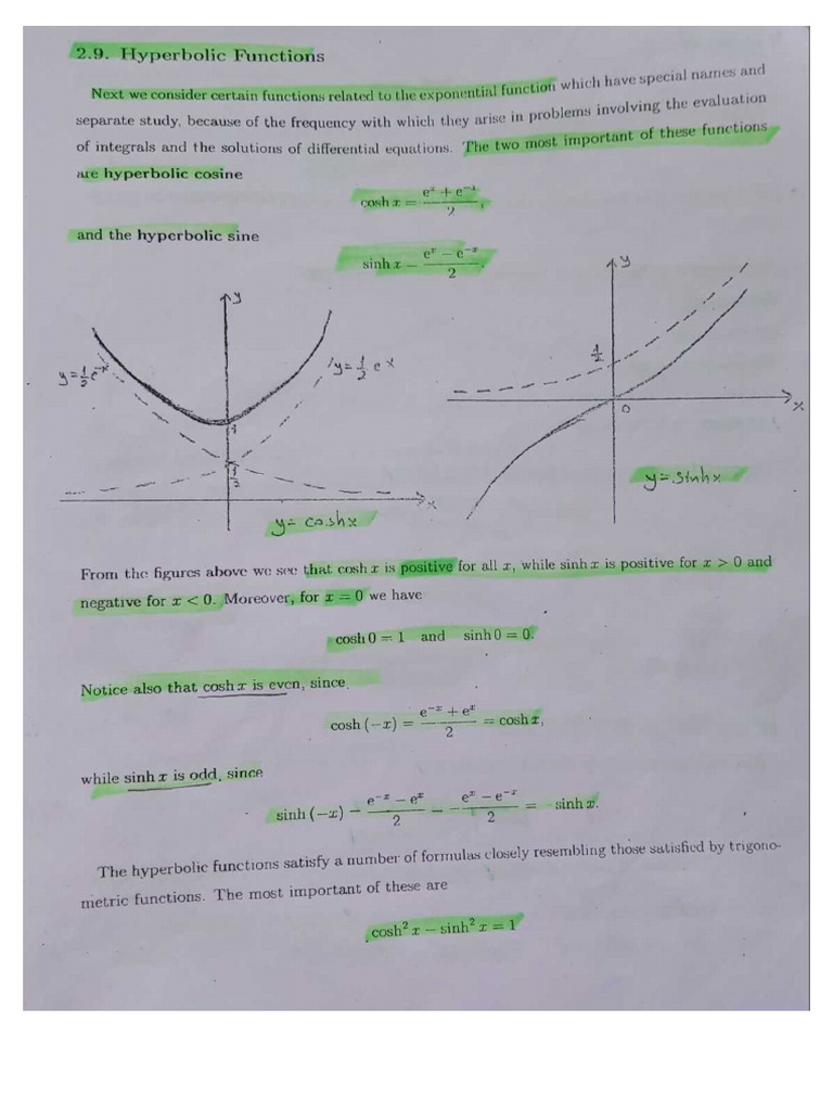 Hyperbolic Functions | PDF
