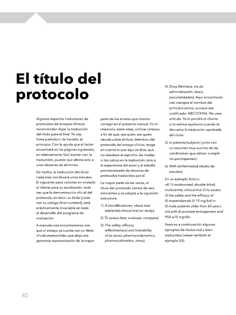 El T°tulo Del Protocolo Cl°nico | PDF
